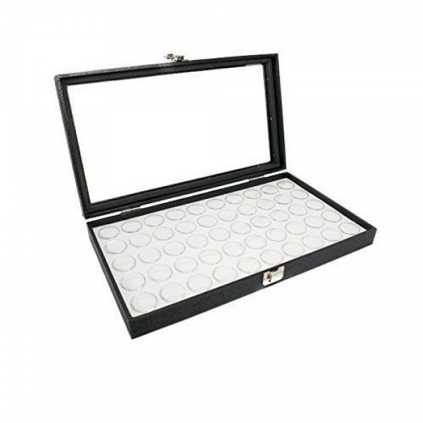 Glass Top Display Box with 50 White Gem Jar Inserts | SAFE Collecting ...