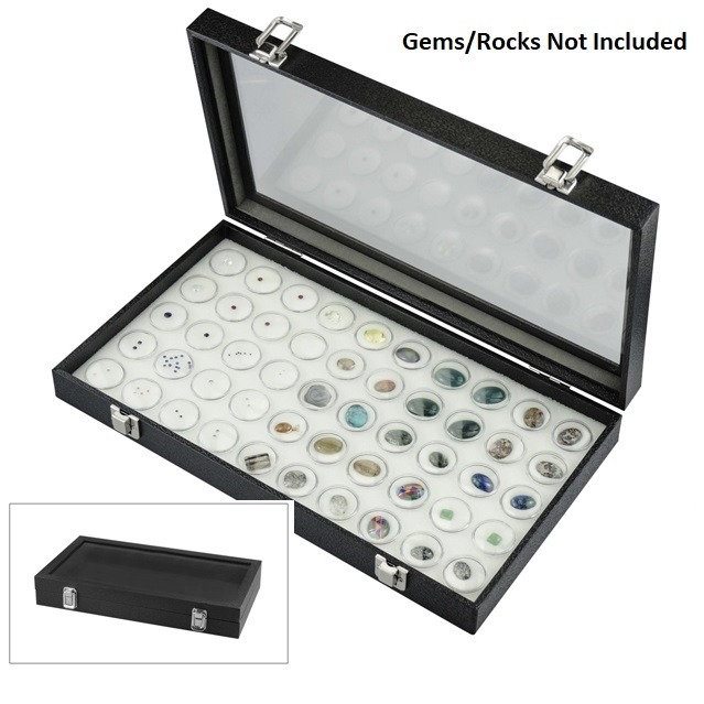 Glass Top Display Box with 50 White Gem Jar Inserts | SAFE Collecting ...